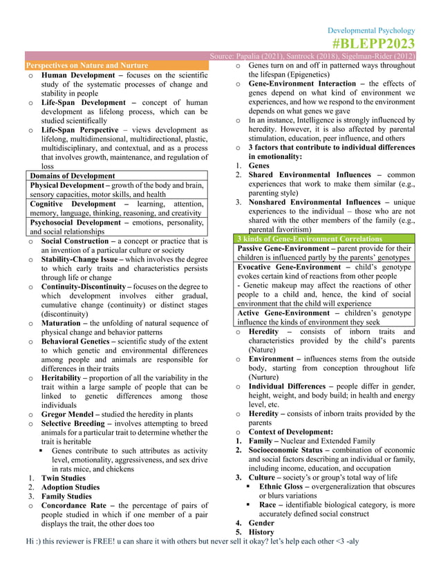 BLEPP Reviewer - Developmental Psychology | PDF | Genetics | Science