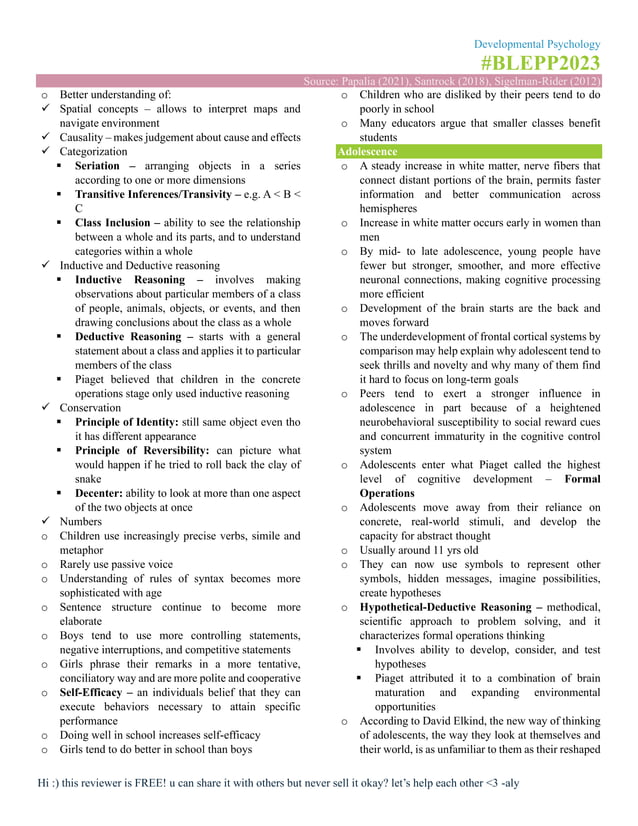 BLEPP Reviewer - Developmental Psychology | PDF | Genetics | Science