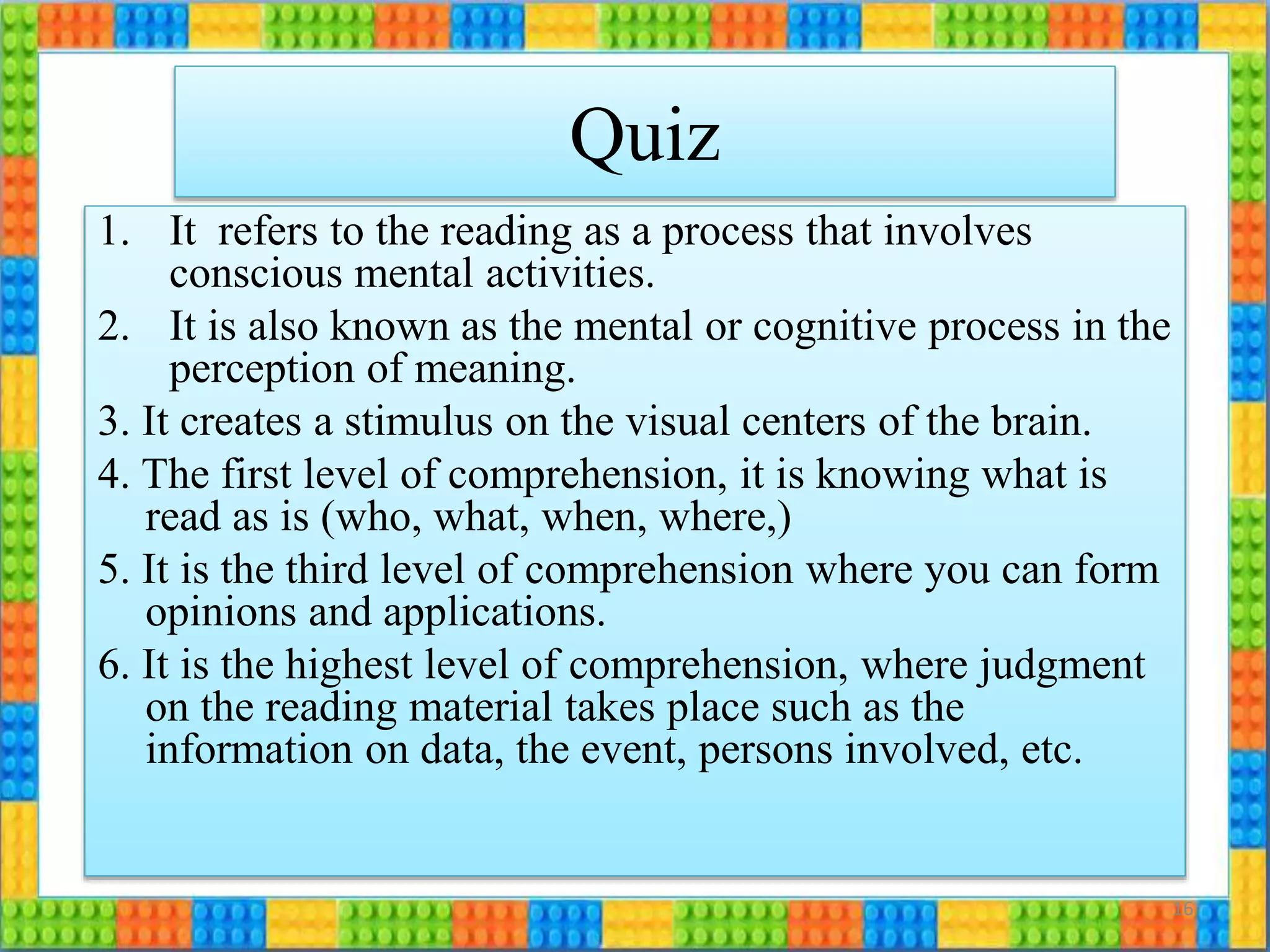Developmenta reading cognitive process | PPTX | Science