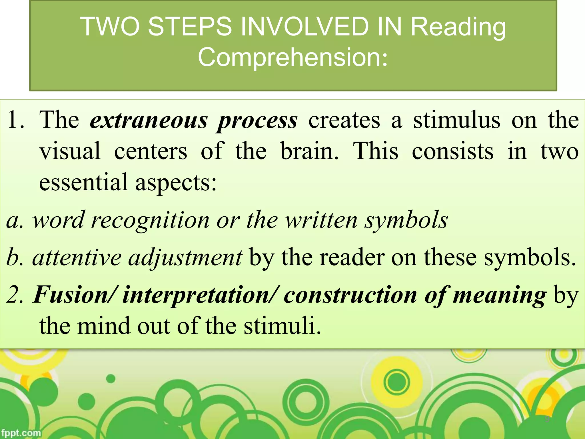 Developmenta reading cognitive process | PPTX