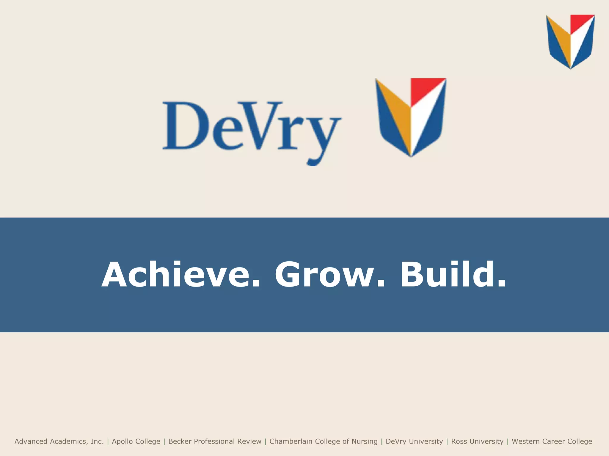 Q1 2009 Earning Report of DeVry Inc. | PPT