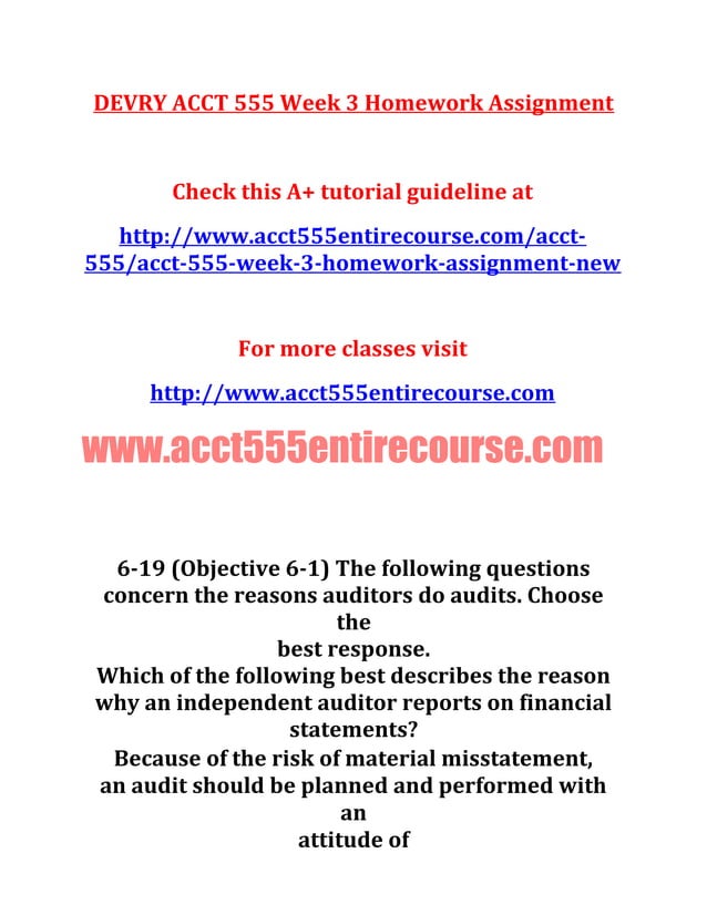 Devry acct-555-week-3-homework-assignment | PPT