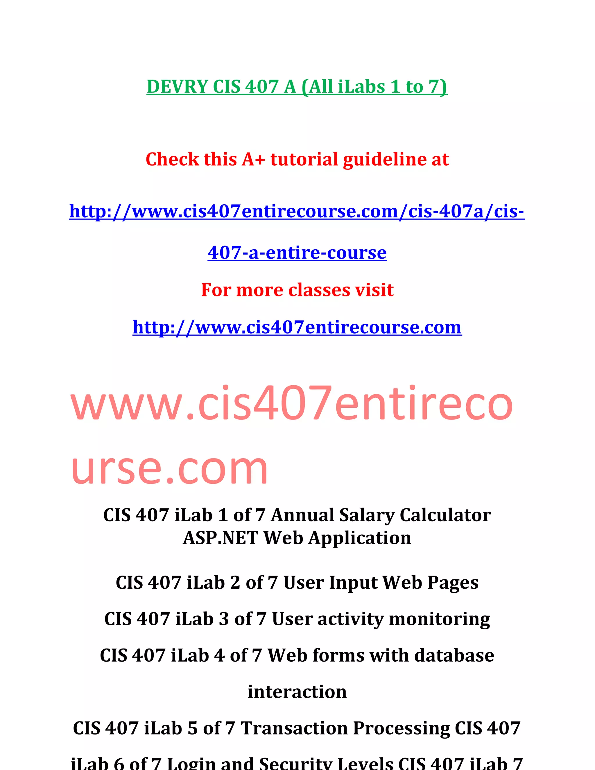 Devry cis-407-a- all-i-labs-1-to-7_ | PPT