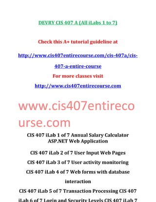 Devry cis-407-a- all-i-labs-1-to-7_ | PPT