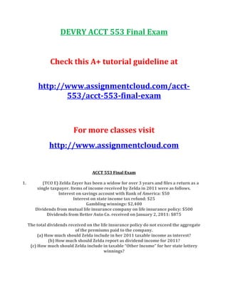 Devry acct 553 final exam | PDF