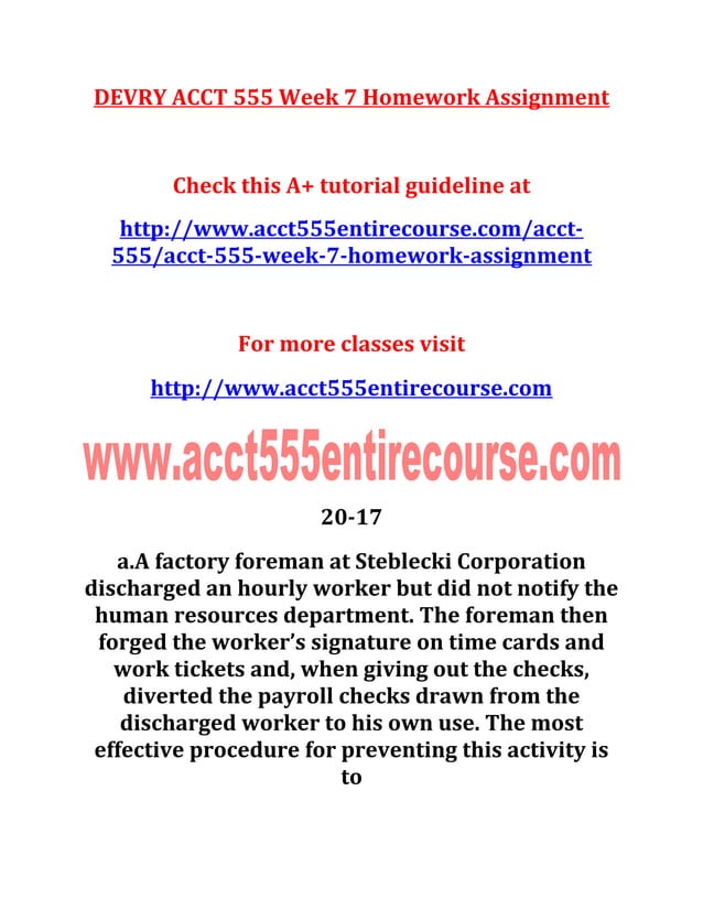 Devry Acct 555 Week 7 Homework Assignment Pdf 
