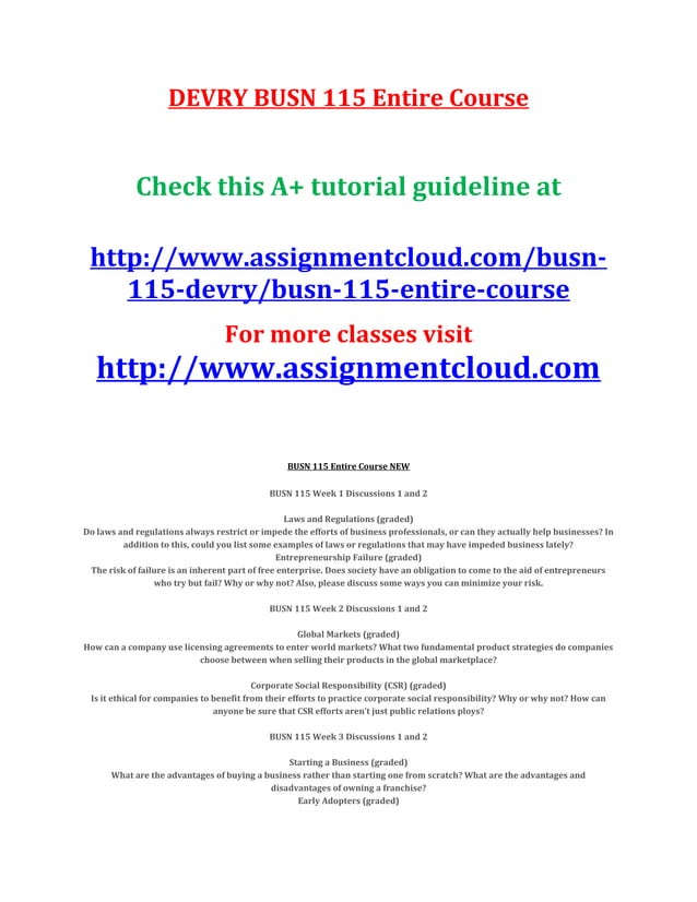 Devry busn 115 entire course | PDF