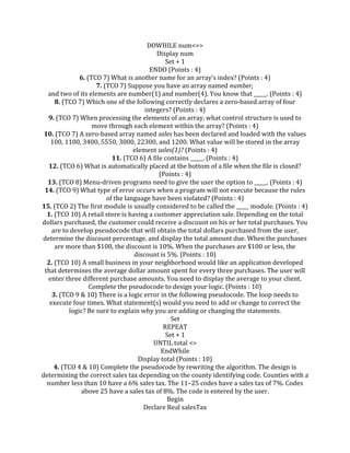 Devry cis 115 final exam 2 | DOC