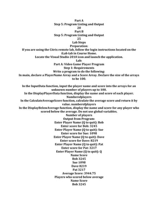 Devry cis 170 c i lab 5 of 7 arrays and strings | PDF