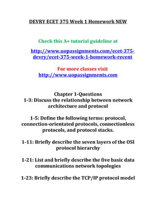 Devry ecet 375 week 1 | PDF