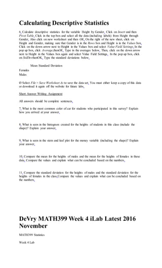 De vry math 399 all ilabs latest 2016 november | PDF