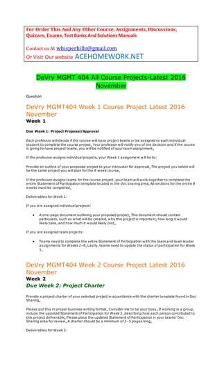 De vry mgmt 404 all course projects latest 2016 november | PDF
