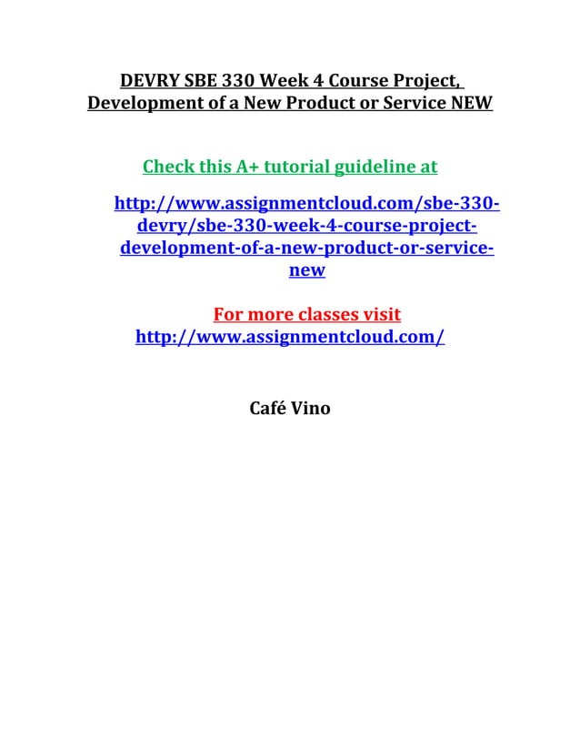 Devry sbe 330 week 4 course project | DOC | Undergraduate Education | College Education