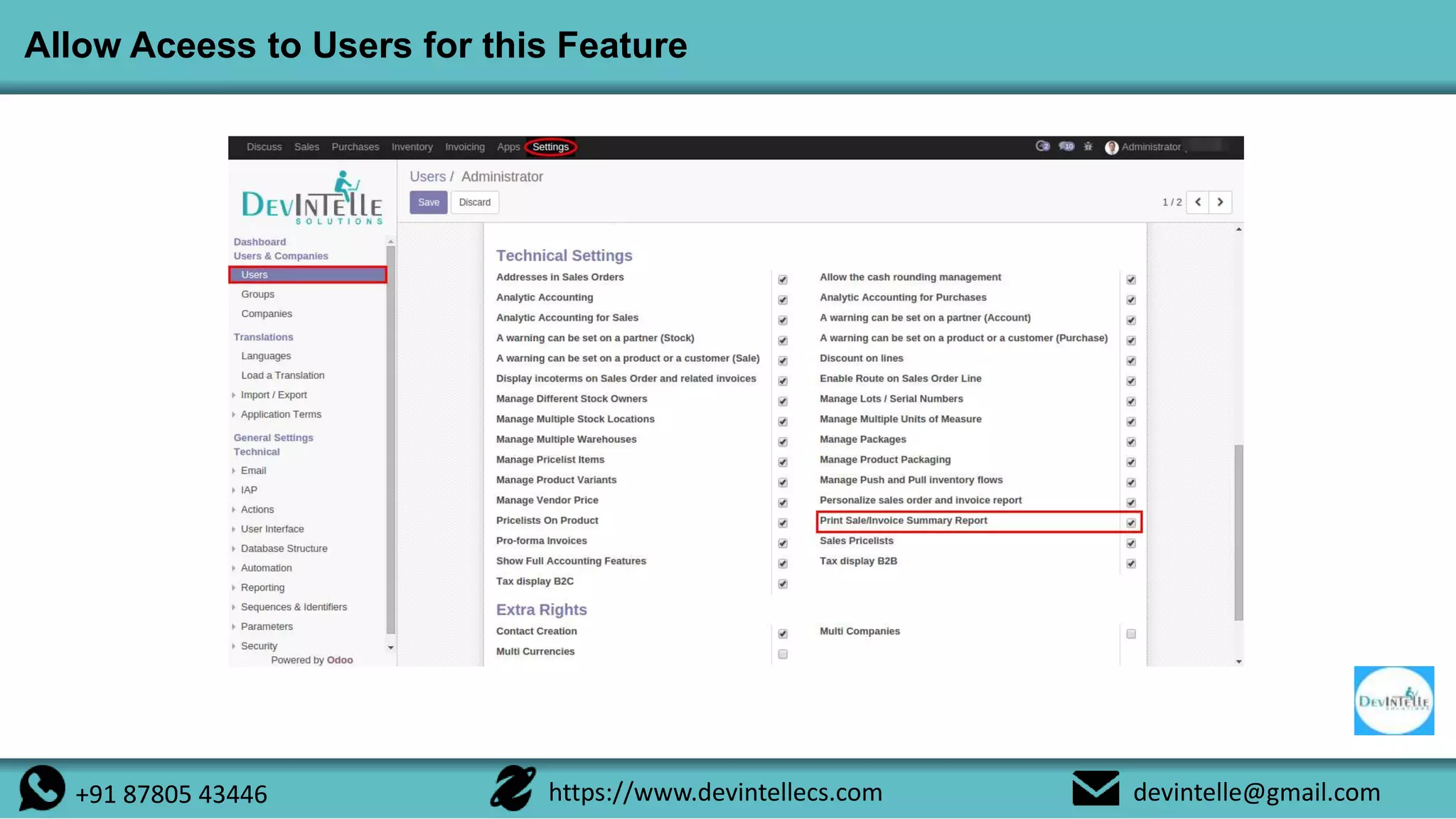 sales invoice summary using Odoo App | Apps | PPTX | Technology & Computing