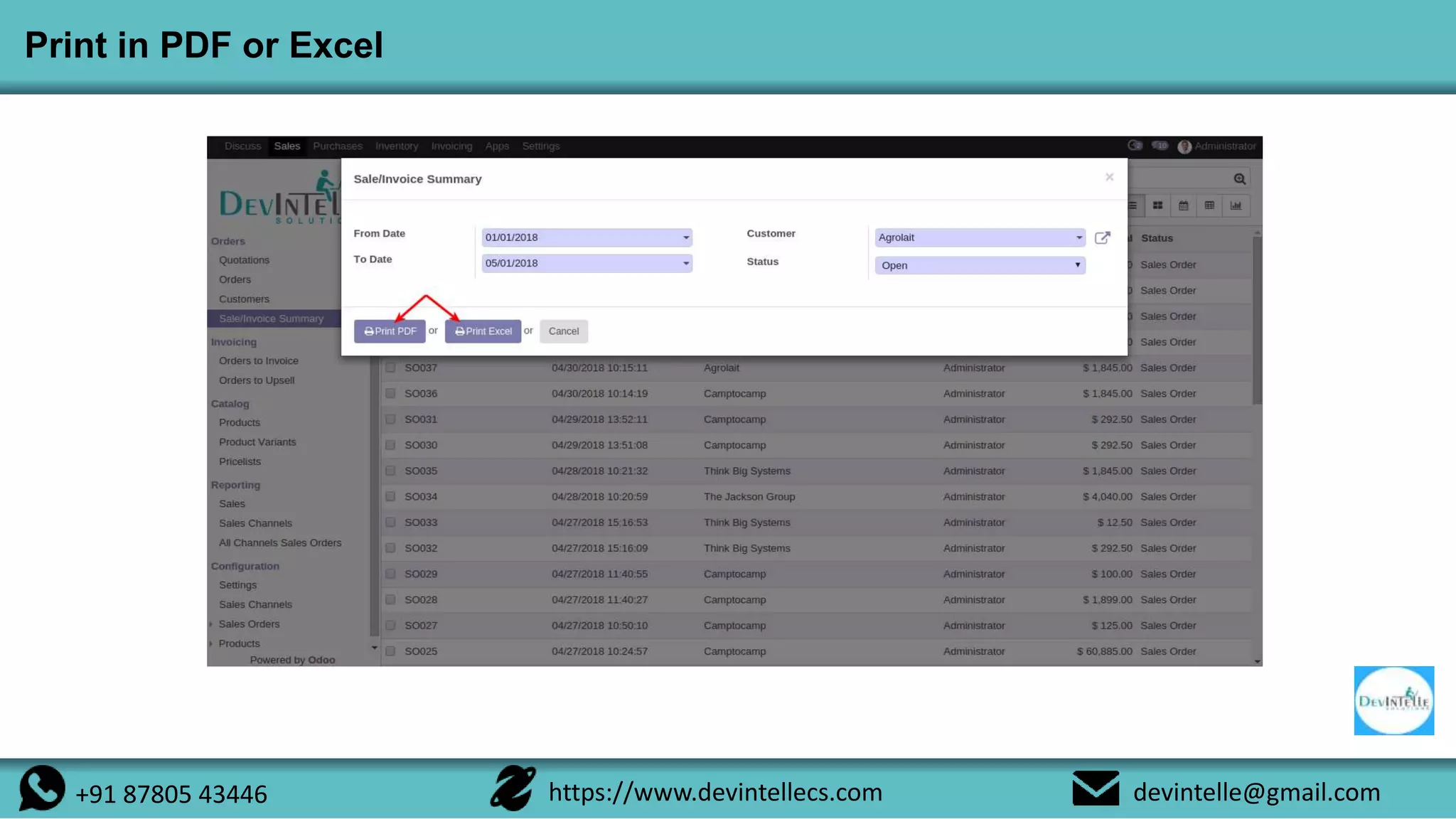 sales invoice summary using Odoo App | Apps | PPTX | Technology & Computing