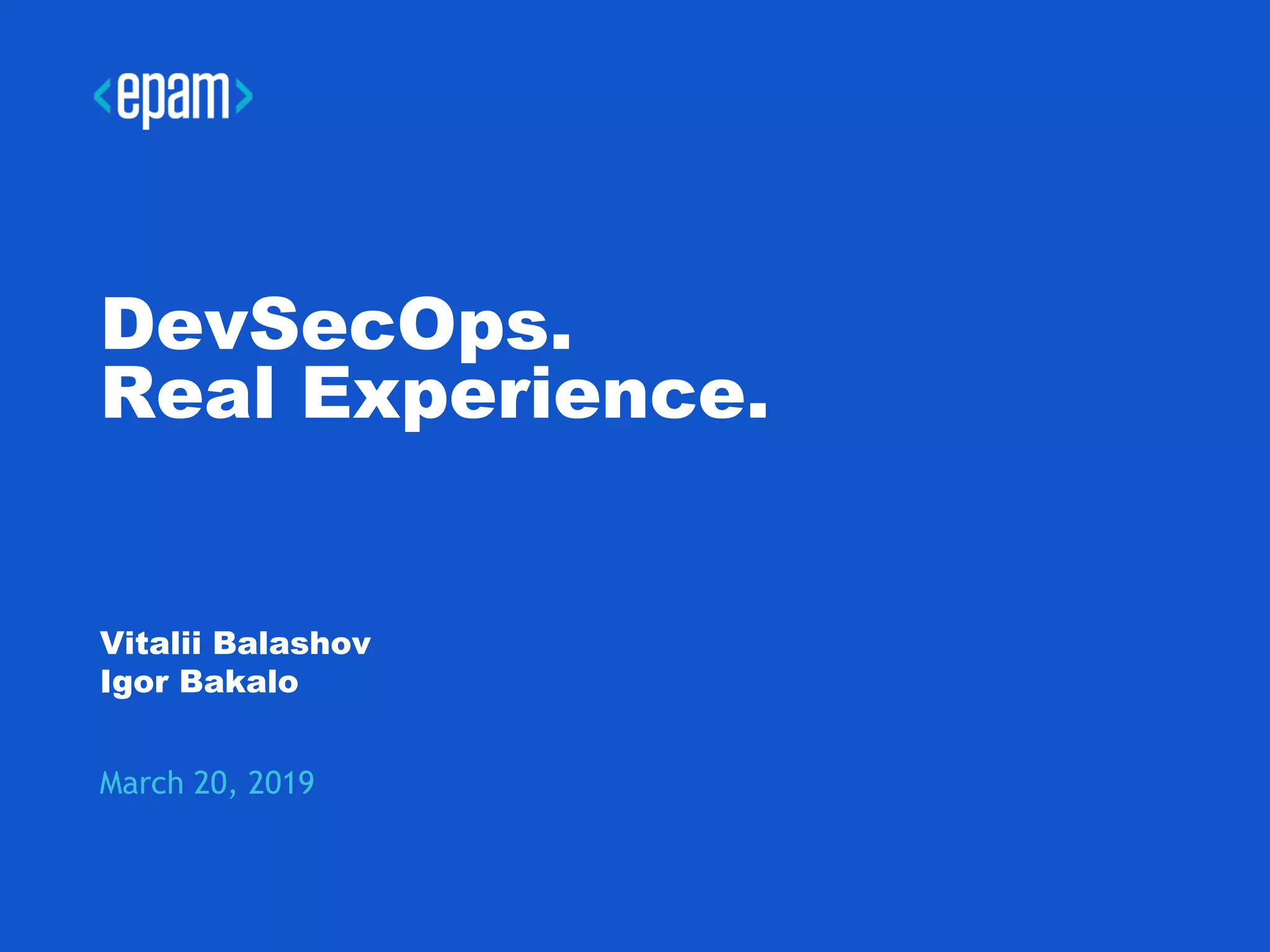 Dev secops. Real experience. | PDF