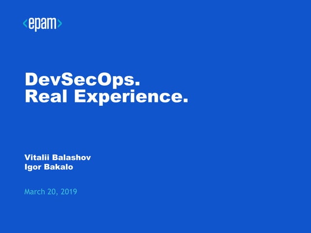 Dev secops. Real experience. | PDF