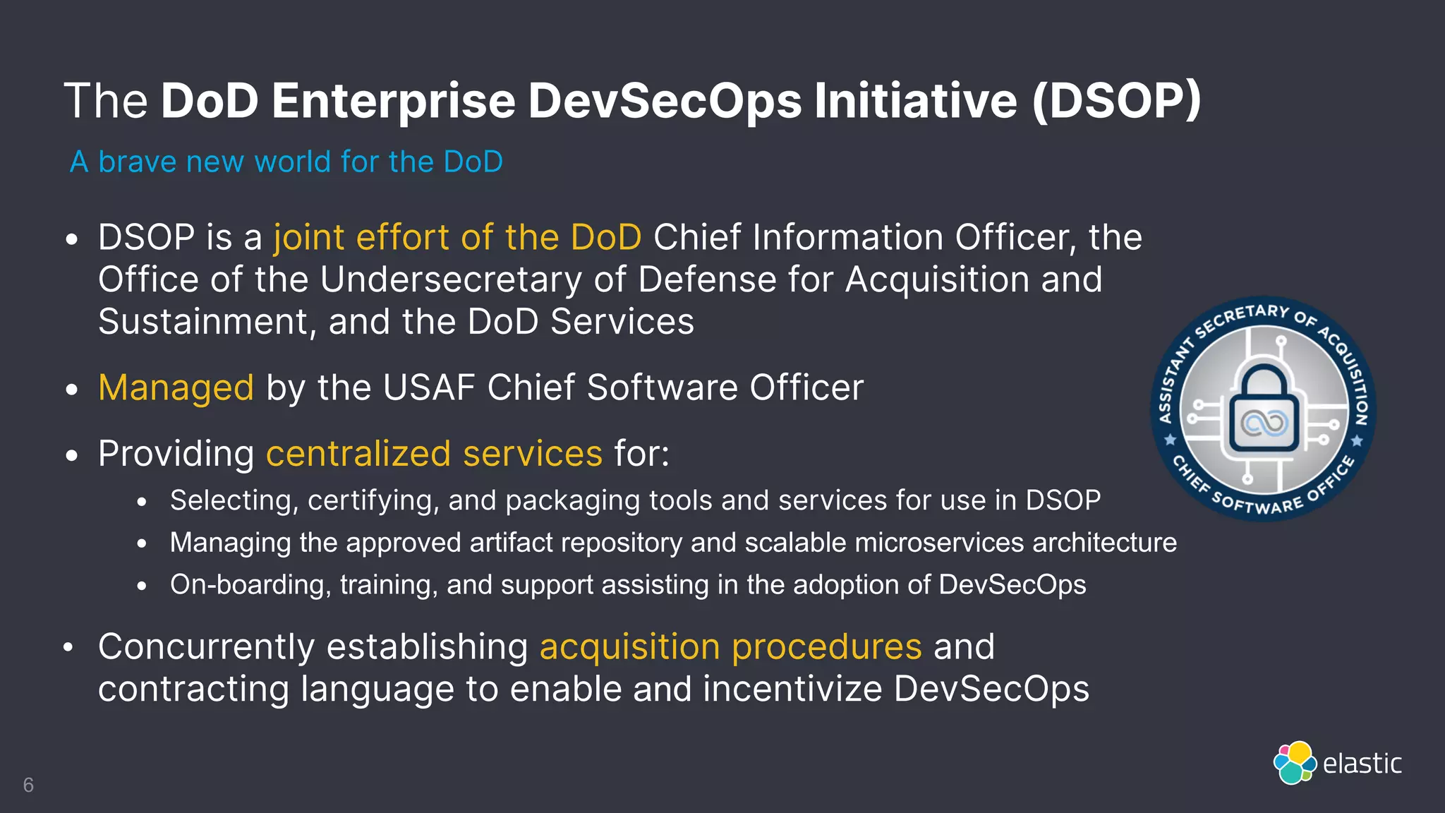 Elastic, DevSecOps, and the DOD software factory | PDF