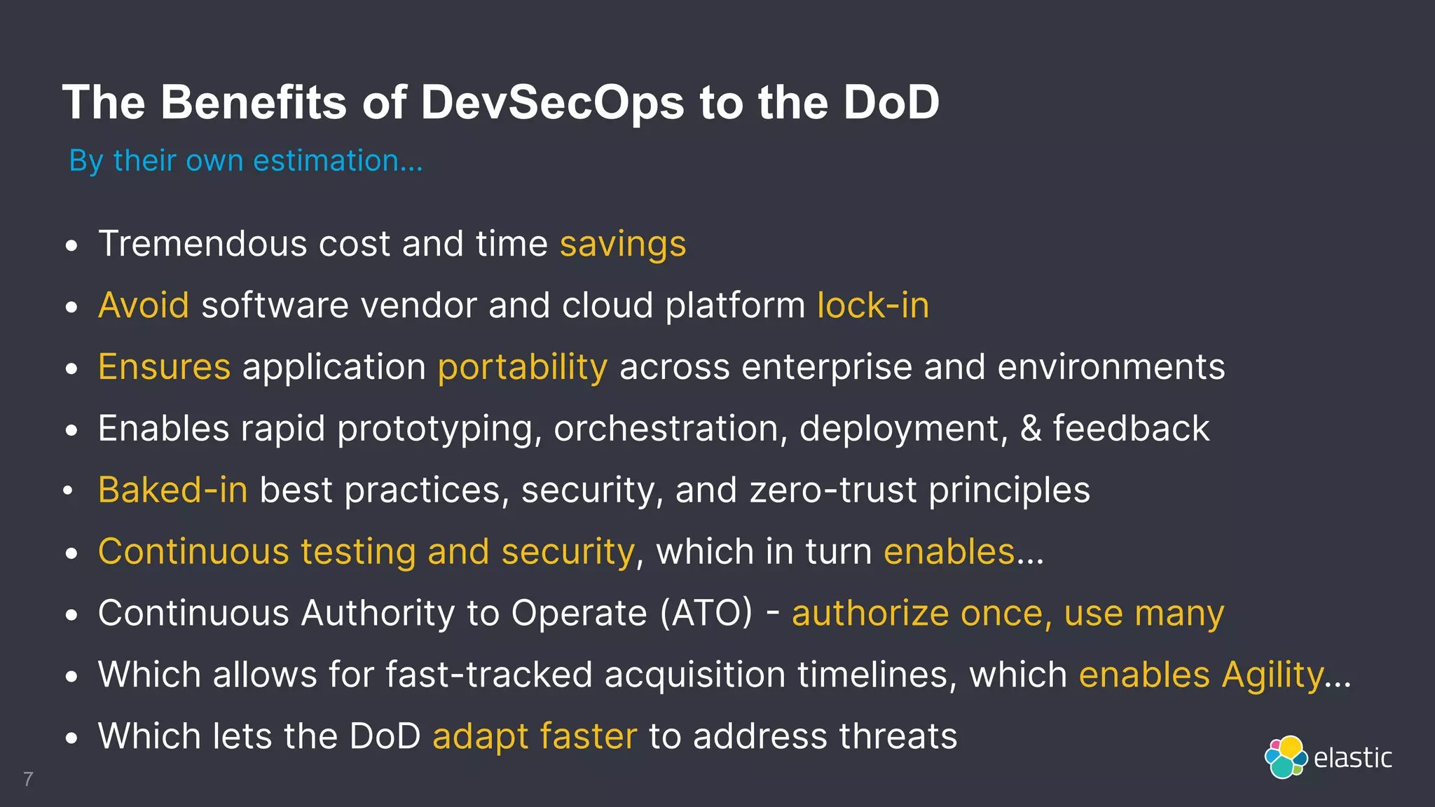 Elastic, DevSecOps, and the DOD software factory | PDF