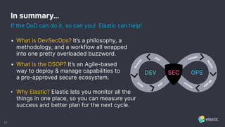 Elastic, DevSecOps, and the DOD software factory | PDF