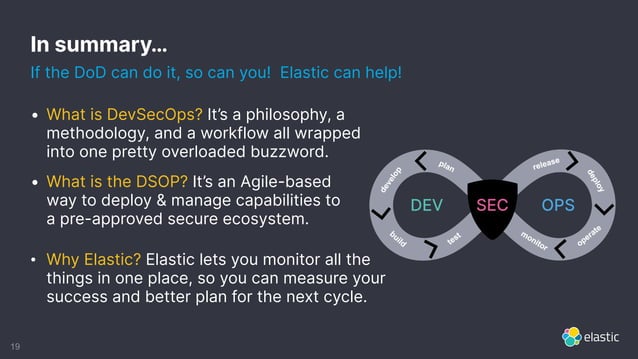 Elastic, DevSecOps, and the DOD software factory | PDF