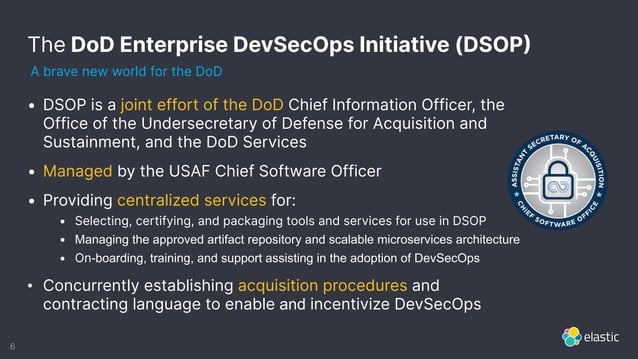Elastic, DevSecOps, and the DOD software factory | PDF