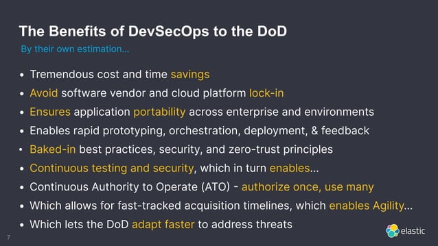 Elastic, DevSecOps, and the DOD software factory | PDF