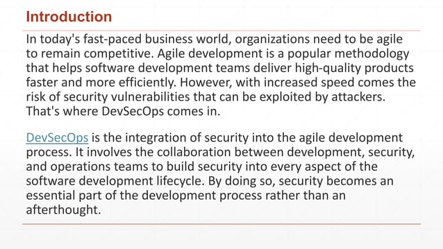 DevSecOps for Agile Development: Integrating Security into the Agile Process | PPT | Free Download