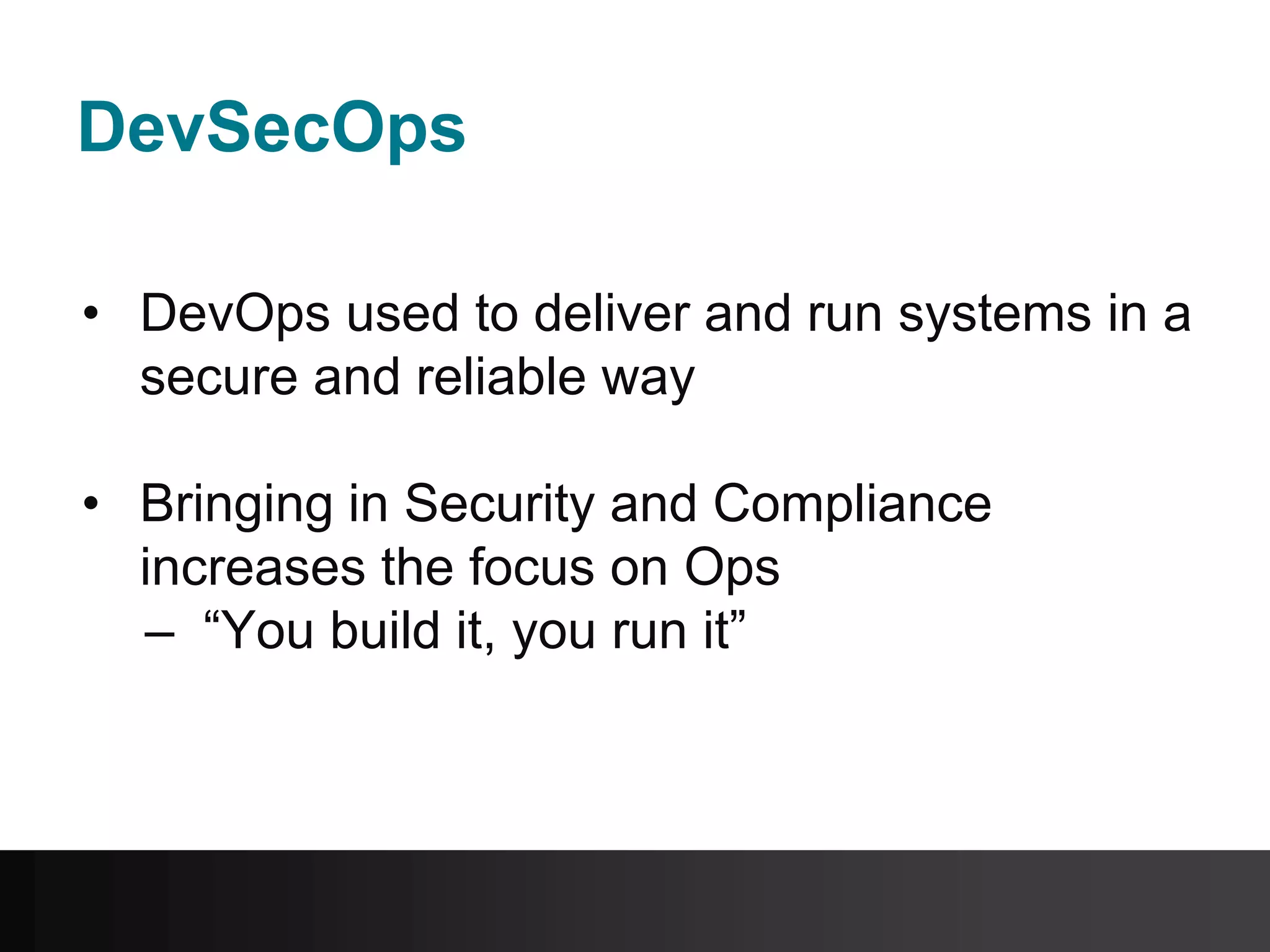 DevSecOps: Security and Compliance at the Speed of Continuous Delivery ...