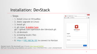 OpenStack : DevStack installation using VirtualBox & Ubnutu (Juno with Neutron) | PPT