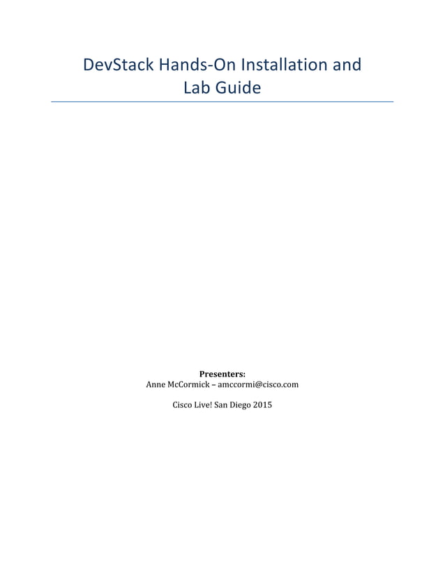 Devstack lab guide | PDF