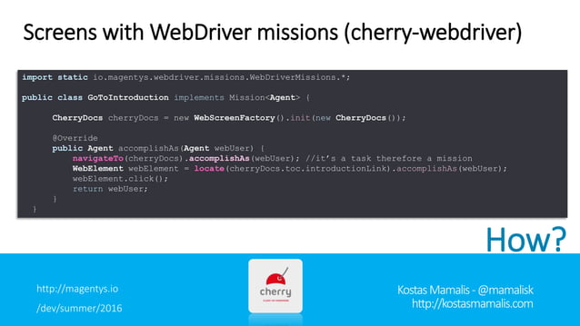 Dev summer2016 - Automation code as Production code | PPT
