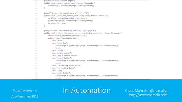 Dev summer2016 - Automation code as Production code | PPT