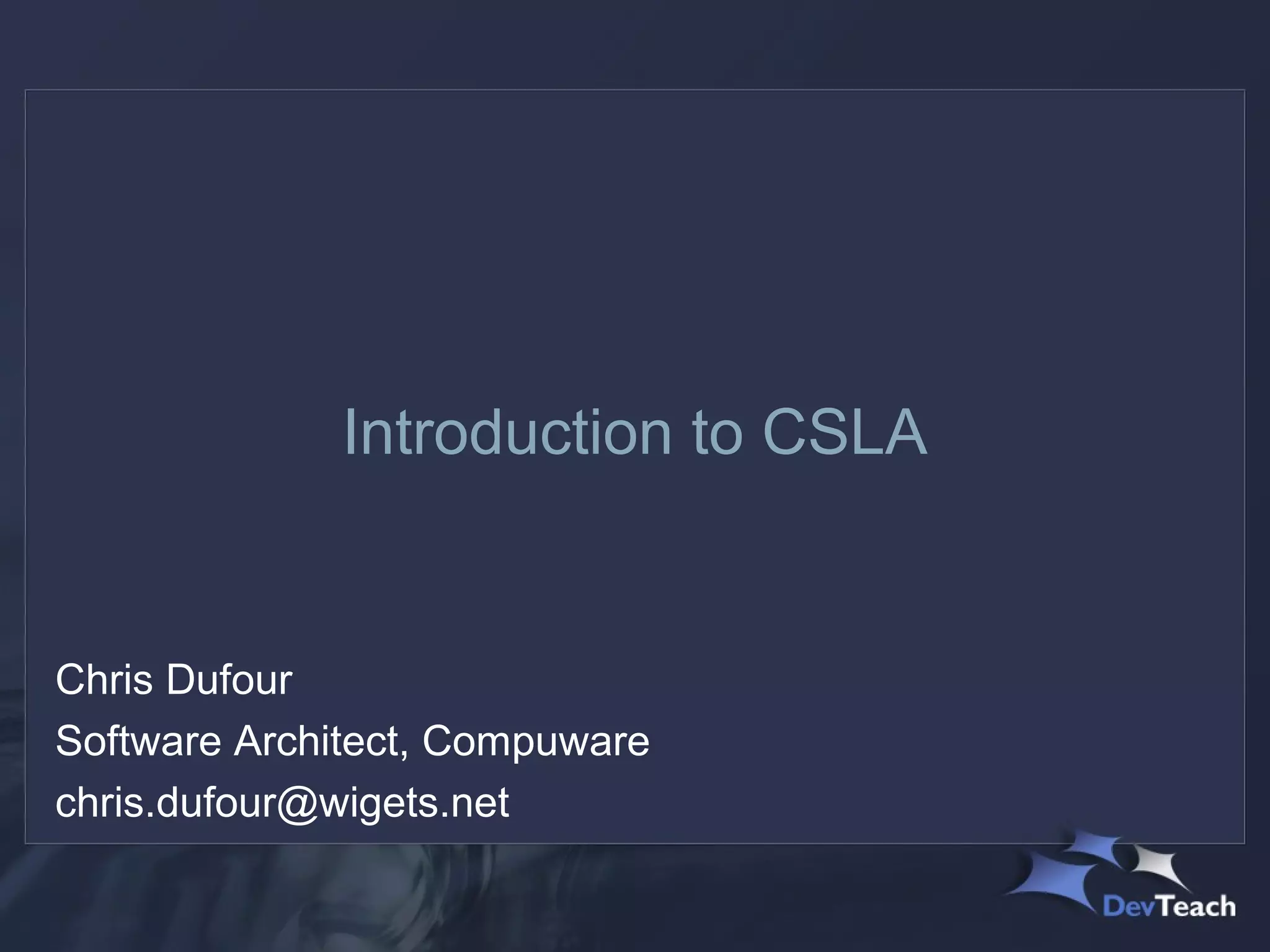Introduction to CSLA | PPT | Databases | Computer Software and Applications