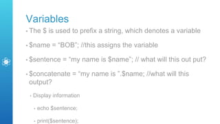 Dev traning 2016 basics of PHP | PPTX | Web Development | Internet