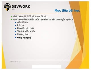 Devwork.vn Giáo trình C# cơ bản | PDF