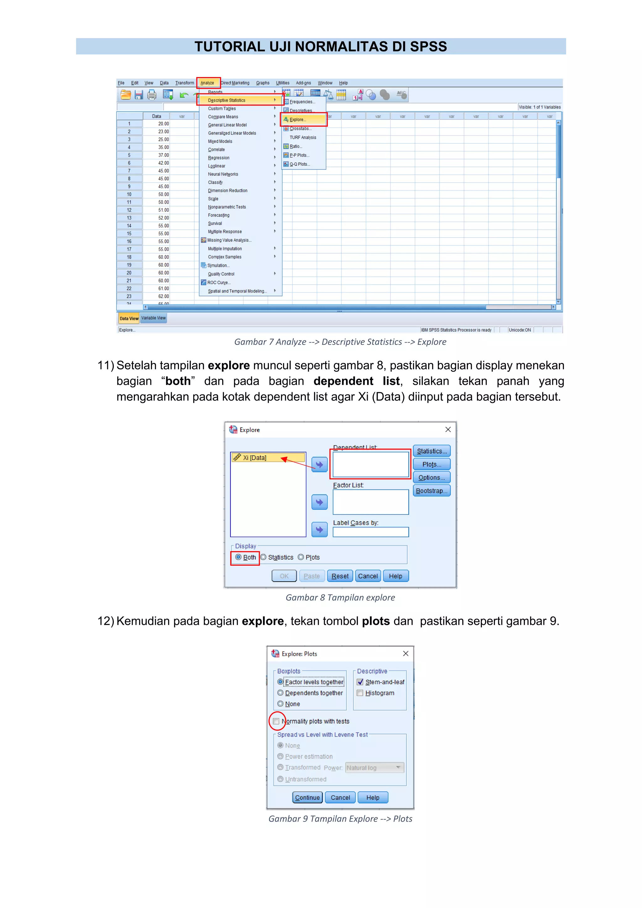 Tutorial uji normalitas spss | PDF