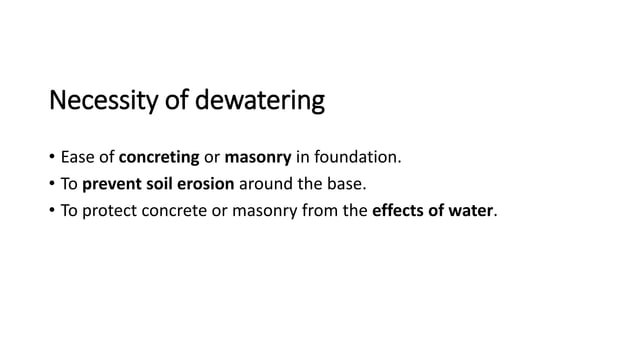 Ground Improvement technique Dewatering Methods | PPT