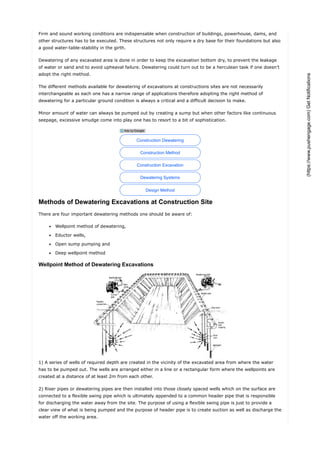 Dewatering methods for excavations at construction sites | PDF