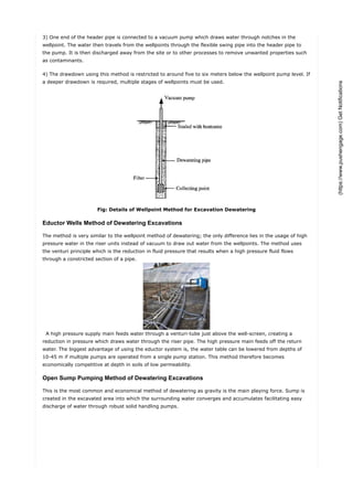 Dewatering methods for excavations at construction sites | PDF