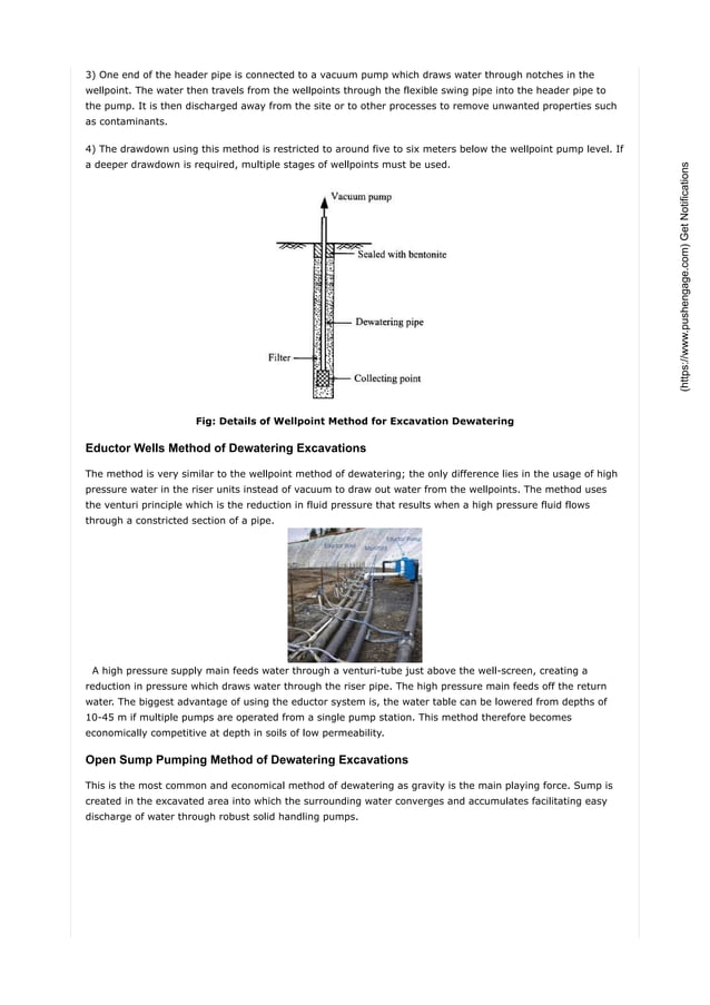 Dewatering methods for excavations at construction sites | PDF