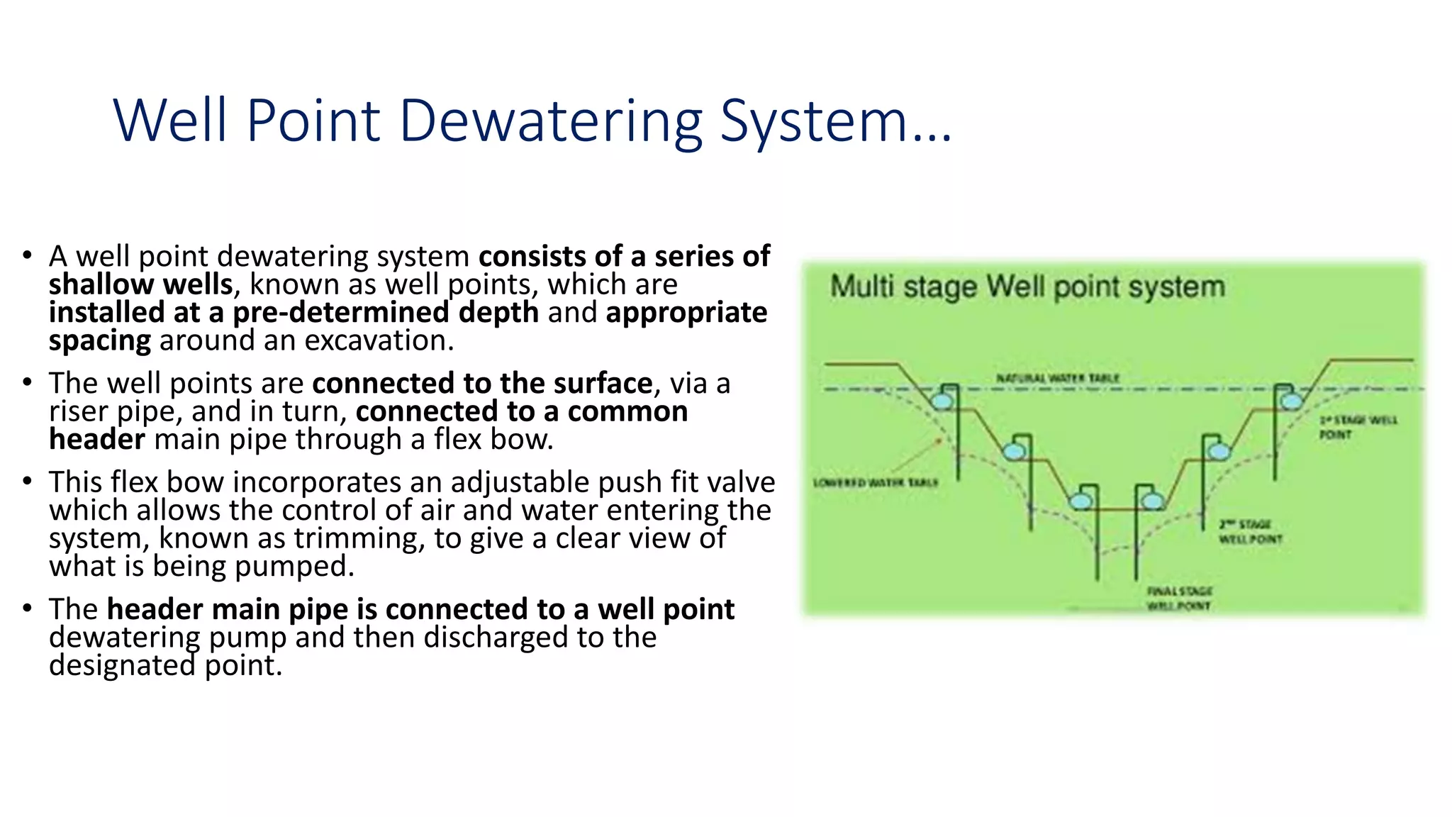 DEWATERING METHODS IN EXCAVATION | PPTX