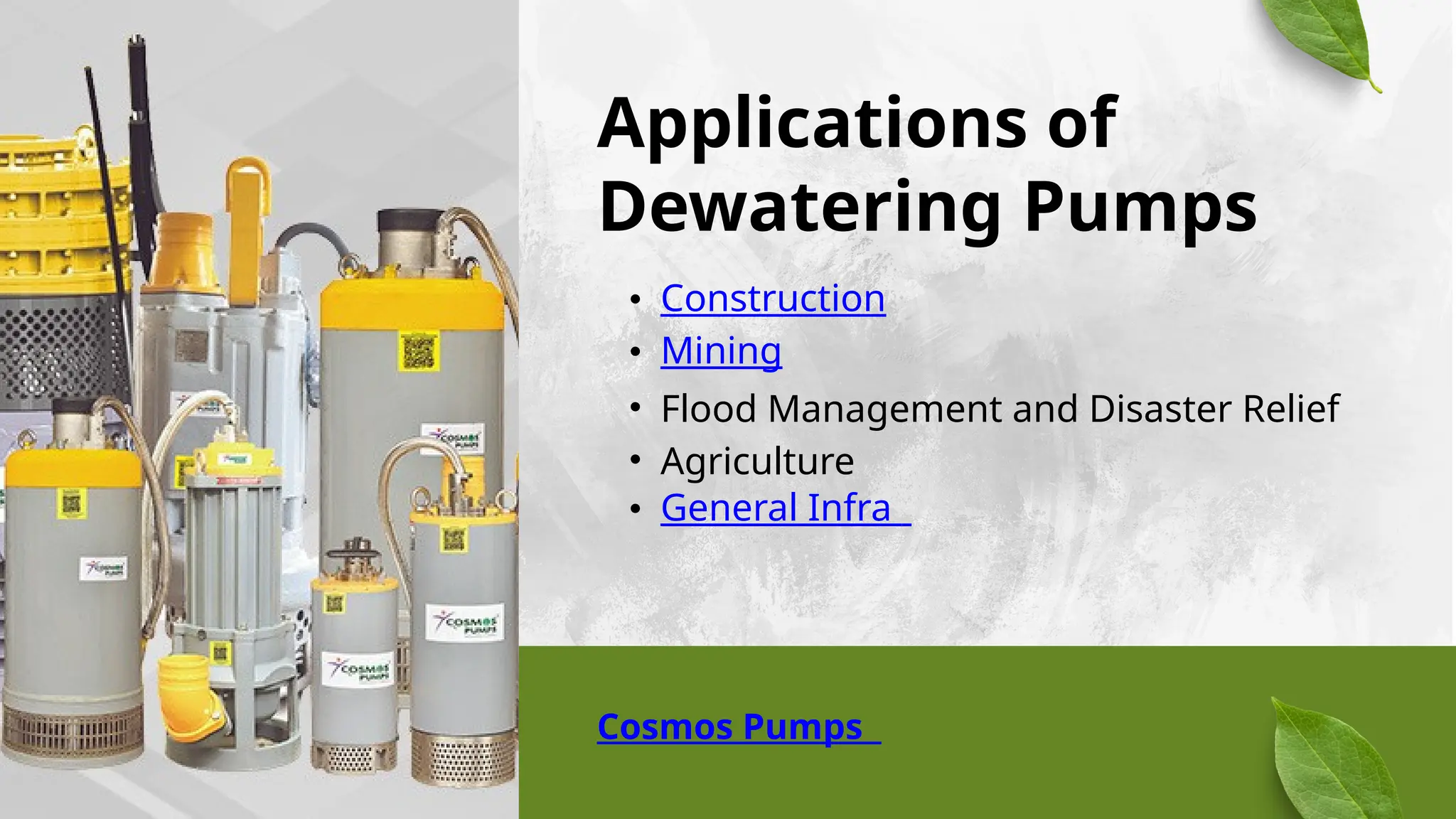 dewatering pumps in Indonesia - cosmos pumps | PPTX
