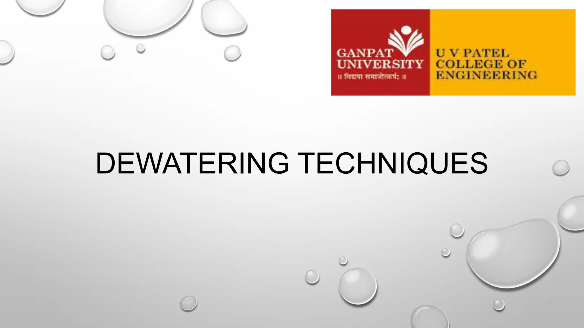 Dewatering techniques | PPTX
