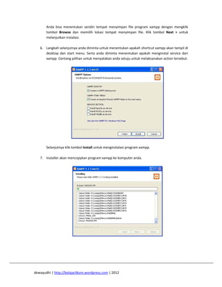 Dewayudhi tutorial menginstal web server xampp | PDF