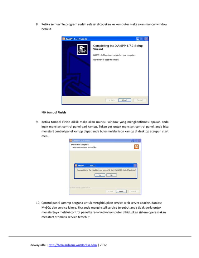 Dewayudhi tutorial menginstal web server xampp | PDF