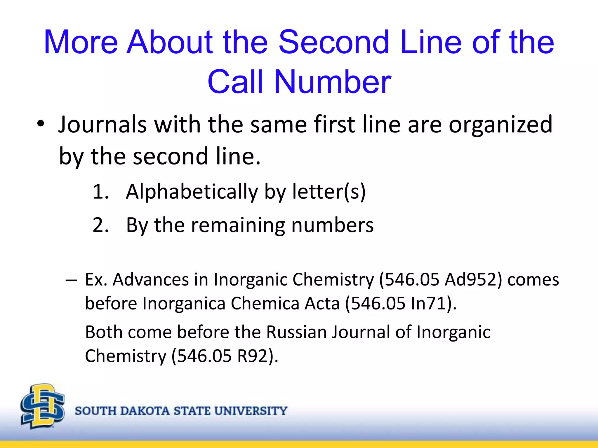 Dewey Decimal Call Numbers at Briggs Library | PPT