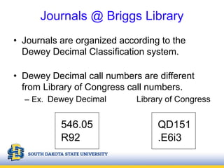Dewey Decimal Call Numbers at Briggs Library | PPT
