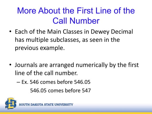 Dewey Decimal Call Numbers at Briggs Library | PPT