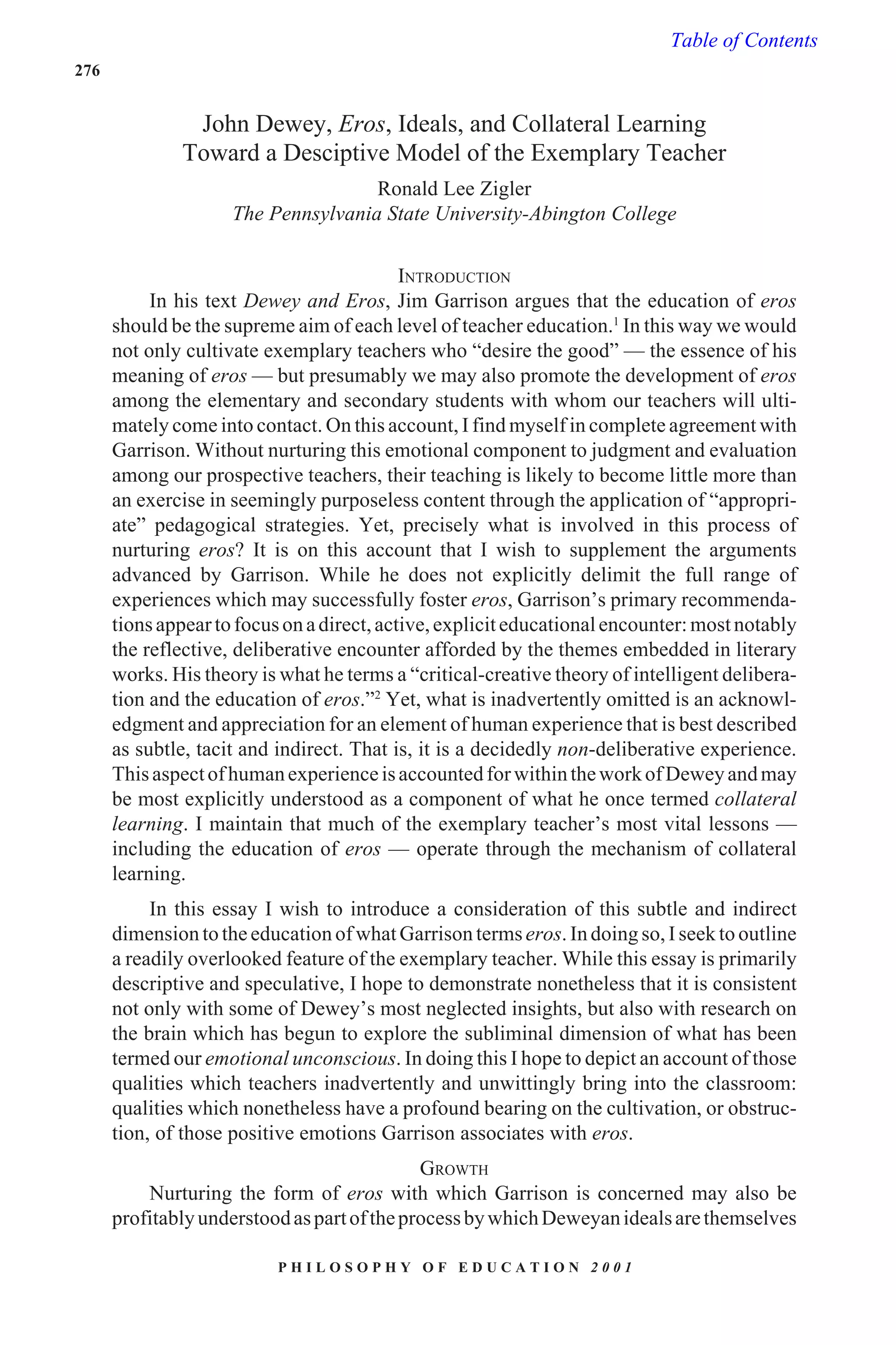 Dewey & Collateral Learning | PDF